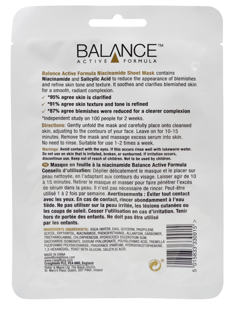 Niacinamide Sheet Mask – Balance Active Formula